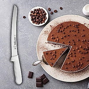 Sani-Safe S147-10SC-PCP 10" White Scalloped Bread Knife with Polypropylene Handle, Multicolor