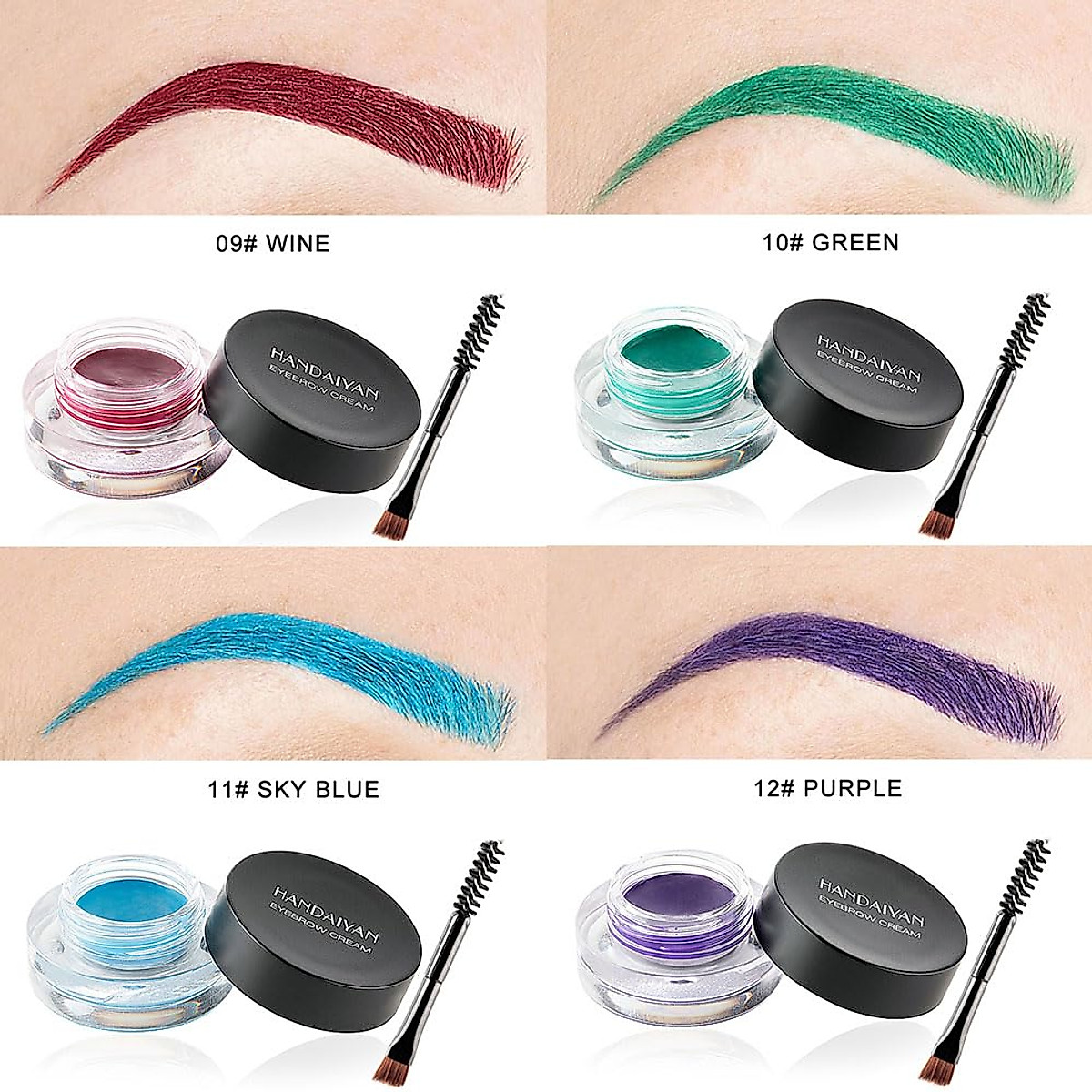 8-color waterproof multifunctional eyebrow cream and eyeliner cream, suitable for various makeup combinations (8 colors)