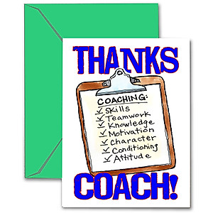 Play Strong 3-Pack Thanks Coach You're the Best Clipboard 3-Pack (5x7) Greeting Cards Perfect for Sports Seasons Team Banquet Party Thank You Coach Appreciation Gifts - Your Coaches Will Love 'Em!