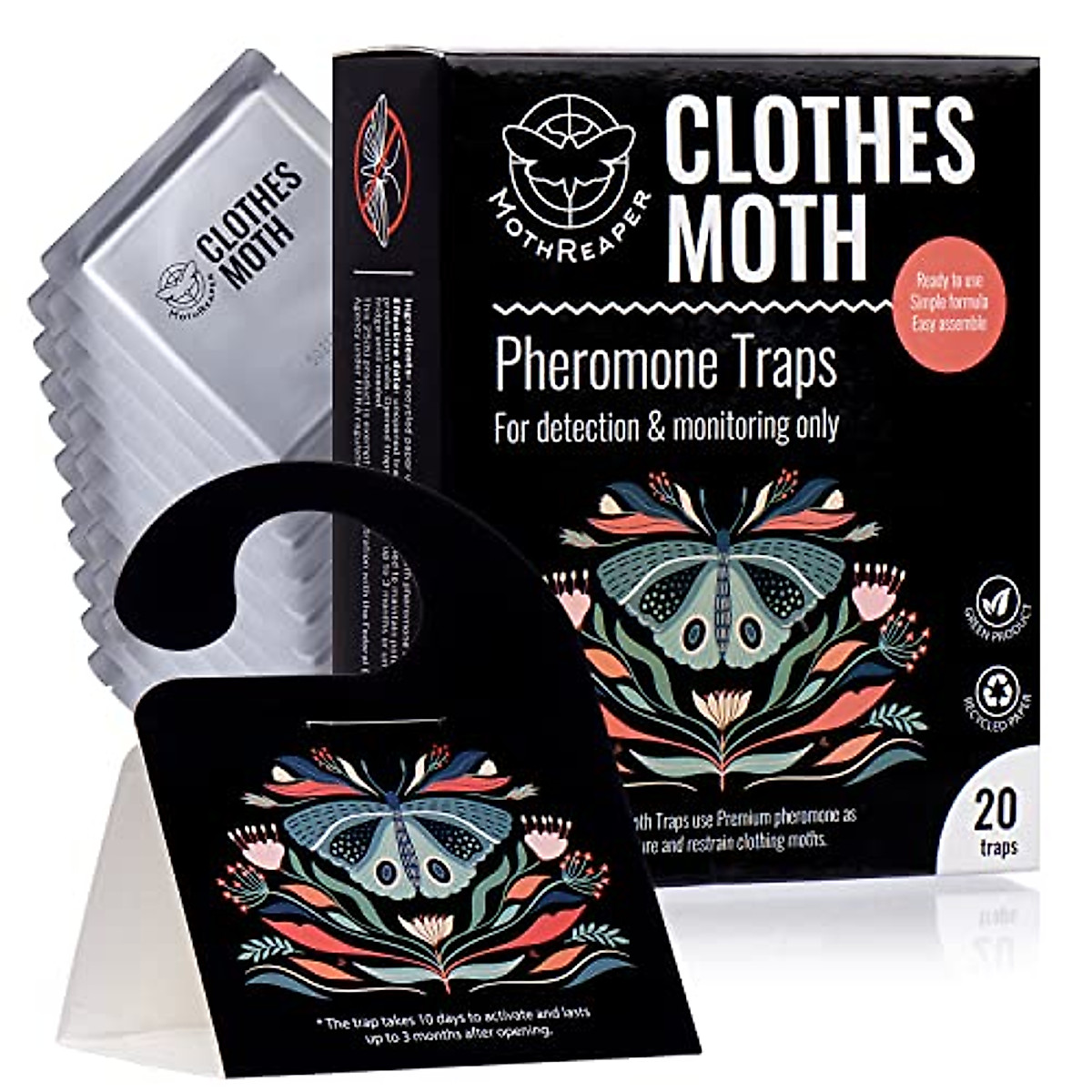 Clothing Clothes Moth Traps - 20 Pack, Sticky Glue Bug Repellent with Pheromone Attractor for Closets Wardrobes Carpet Cabinet Drawers, Safe, Non-Toxic for Indoor