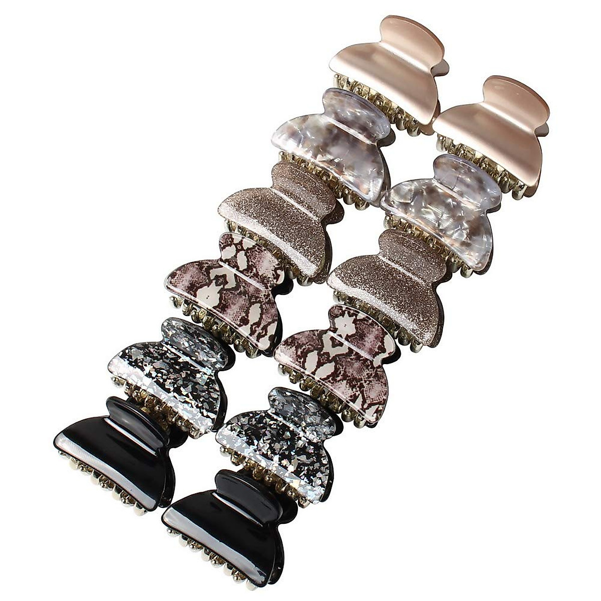 1.57 inch Floral Printed Medium Acrylic Hair Claw Clips for Girls and Women,Plastic No-Slip Grip Jaw Hair Clip Hair Jaw Clamp,Pack of 12 (Color E)