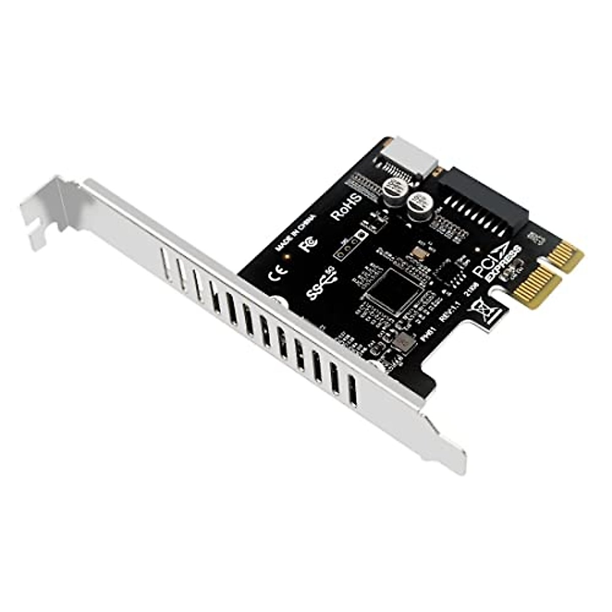 ChenYang USB 3.0 20Pin ＆ USB 3.1 Gen 1 Type-E Front Panel Socket to PCI-E 1X PCI Express Expansion Card Adapter