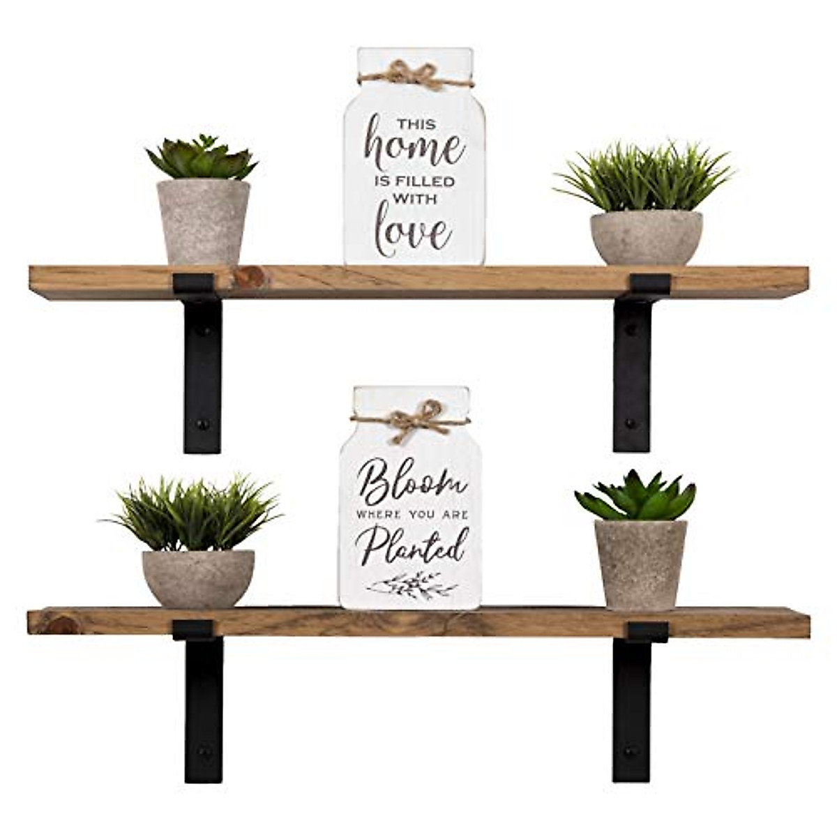 Imperative Décor Rustic Wood Floating Shelves Wall Mounted Storage Shelf with L Brackets USA Handmade| Set of 2 (Special Walnut, 24" x 5.5")