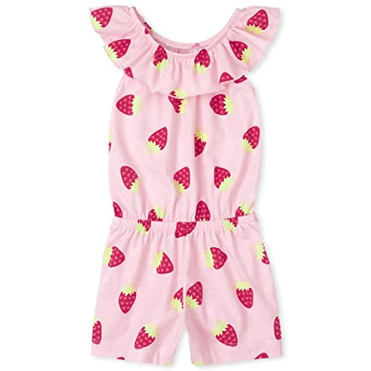 The Children's Place Baby and Toddler Girls Strawberry Ruffle Romper, Pink, 5T