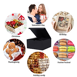 NIGNYA Kraft Gift Boxes with Lid 8x8x4 inches 10 Pack Black Cardboard Paper Gifts Boxes Large Boxes for Presents, Bridesmaid Proposal, Wedding, Birthday