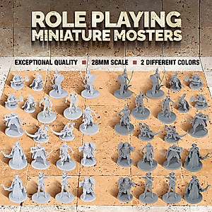 Path Gaming 40 Fantasy Tabletop Miniatures for Dungeons and Dragons . 28MM Scaled 10 Unique Designs, Bulk Unpainted