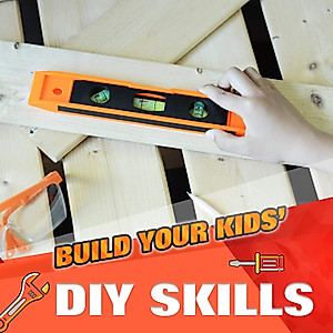 JoyTown Kids Real Tool Set - Junior Steel Forged Tool Kit for Children with Real Hand Tools, Kids Tool Belt, Portable Tool Bag, Perfect Learning Tools for Home DIY (Orange & Black)