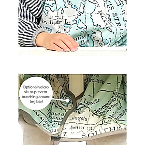 Bibbrella Long Sleeve Bibs for Messy Eaters, Full Coverage Bibs For Baby and Toddlers, Baby Led Weaning Bibs 6m-3y, Toddler Bibs 1-3 years Waterproof Bibs, Blue Map