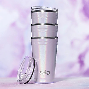 Swig Life 24oz Party Cup, Stackable Insulated Travel Coffee Tumbler with EZ Slider Lid, Cup Holder Friendly Travel Thermos, Stainless Steel 24 oz Tumbler, Reusable Coffee Mug (Pixie)