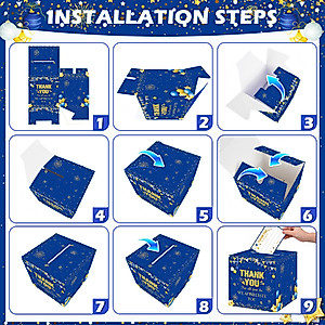 51Pcs We Appreciate You Card Box Decorations Blue Gold Thank You Party Favor Card Box with 50Pcs Thank You For All You Do Cards for Employee Staff Teacher Doctor Graduation Appreciation Party Supplies