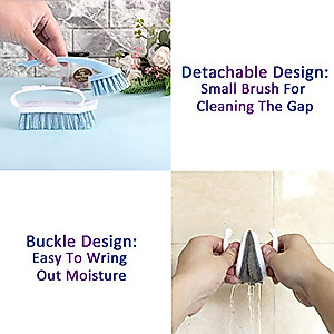 Whaline 4pcs Swimming Pool Skimmer Net Hot Tub Maintenance Accessory Kit Fine Mesh Leaf Skimmer Contain Pool Net, Scrubbing Brush and Sponge Brush, with a Pair of Gloves for Garden Pond Spa