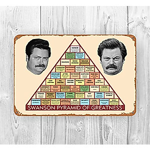 WASUBEA Metal Tin Sign Ron Swanson Pyramid of Greatness TV Show Poster Print Wall Art for Home 8x12 Inch