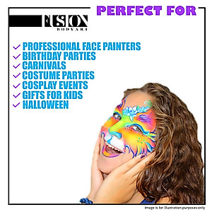 Fusion Body Art Pro Face Paint | Prime Strong Black (32gm), Professional Quality Water Activated Face and Body Paint Supplies Single Makeup Cake Hypoallergenic, Non-Toxic, Safe, Vegan