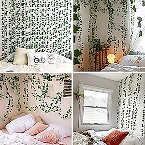 COCOBOO 15pcs 105 Feet Vines for Bedroom, Fake Ivy Vines with Fake Leaves, Artificial Plants Ivy Greenery Garland for Home Decorations Indoor, Wedding Party Garden Aesthetic Decorations