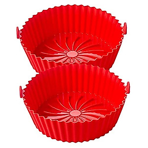 Luxshiny 2pcs Silicone Pad Air Fryer Ovens Washable Silicone Mat Air Fryer Basket for Oven Air Fryer Tray Air Fryer Oven Tray Airfryer Liners Oven Liners Air Fryer Accessories Baking Liners