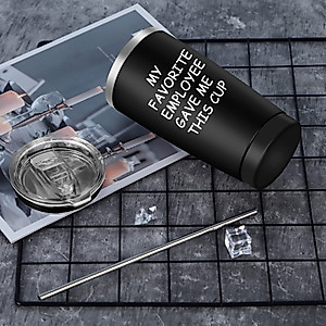 My Favorite Employee Gave Me This Cup Travel Tumbler, 20 Oz Insulated Stainless Steel Tumbler with Lid, Funny Bosses Day Birthday Gift for Men Boss Manager Director Supervisor Team Leader, Black