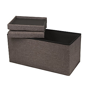 Otto & Ben 30" Storage Ottoman with SMART LIFT Top, Upholstered Tufted Bench, Foot Rest, Brown