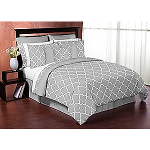 Sweet Jojo Designs Gray and White Trellis Decorative Accent Throw Pillows Set of 2