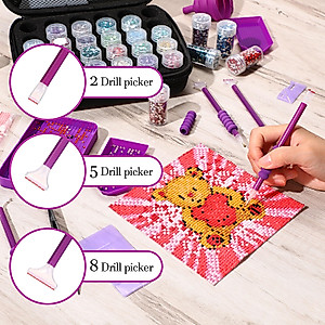 Bulyoou 61 Pcs Diamond Art Painting Storage Kit,Bead Storage Containers (30 Slots) and 60 Bags Diamond Beads with Diamond Art Accessories Tools Kit for DIY Craft Diamond Art Accessories