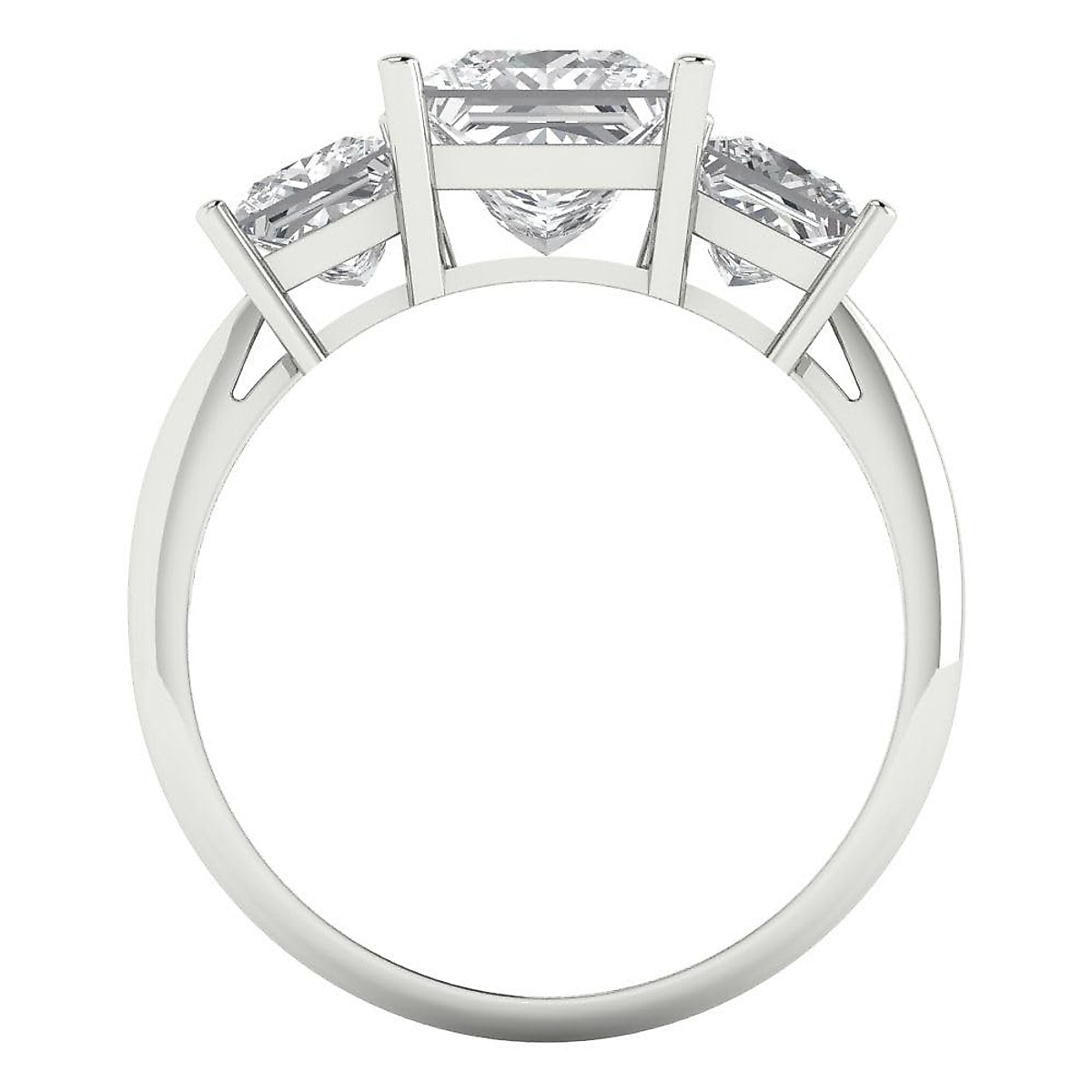 Clara Pucci 3.0ct Princess Cut 3 Stone Solitaire Created White Sapphire Designer Anniversary Bridal Engagement Ring 14k White Gold 6.25