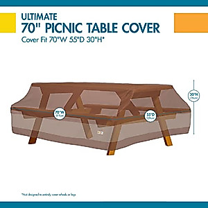Duck Covers Ultimate Waterproof 70 Inch Picnic Table Cover, Outdoor Table Cover