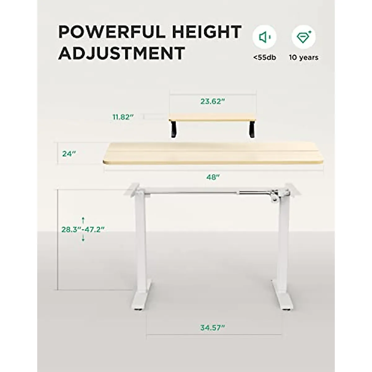 Totnz Electric Standing Desk Height Adjustable Table, Ergonomic Home Office Furniture