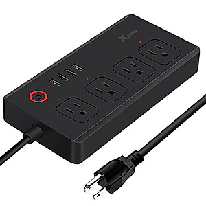 Xenon Smart Power Strip,WiFi Smart Multi Outlet Surge with 4-Outlet 4-USB with 5-Foot Cord, Work with Alexa and Google Home,Black