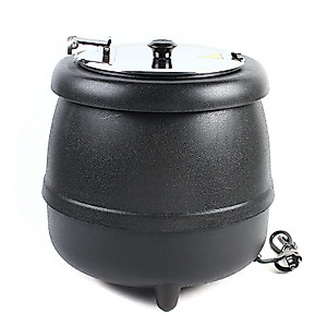 OUKANING 10L Soup Kettle, 400W PP Shell Commercial Electric Soup Warmer 110V Black Countertop Food Kettle Warmer Restaurant Stainless Steel Pot for Home & Commercial