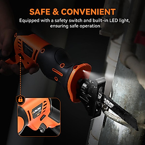 Reciprocating Saw Cordless, 12V Power Reciprocating Saw with 2 * 2000 mAh Battery, 3000SPM 13mm Reciprocating Stroke, 8 Tool-Free Saw Blade Change Reciprocating Saw for Wood Metal PVC DIY Cutting