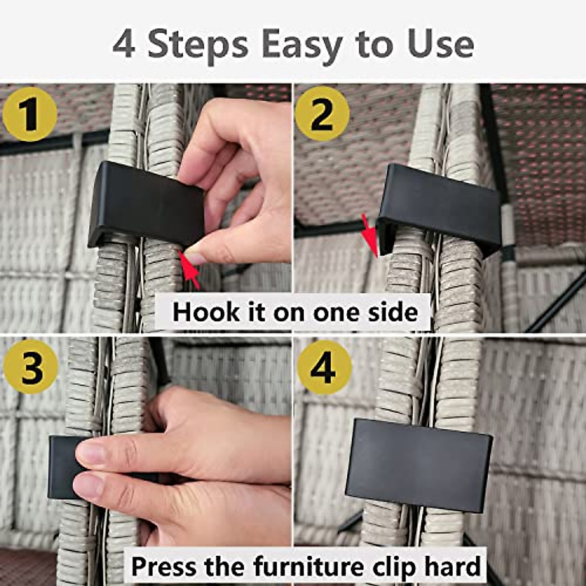 10 Pieces Outdoor Patio Furniture Clips Sectional Couch Sofa Funiture Clips Wicker Rattan Furniture Alignment Connector Wicker Chair Fastener Clips Connect The Sectional or Module Outdoor Couch Black