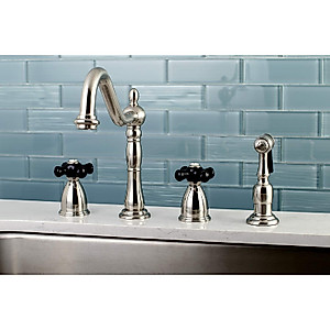 Kingston Brass KB1798PKXBS 8" to 16" Widespread Kitchen Faucet with Brass Sprayer, 8-1/4", Brushed Nickel