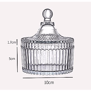FTOF Glass Candy Storage Box Clear Sugar Dish With Lid Crystal Covered Candy Bowl Apothecary Food Buffet Container Holder, 250ml