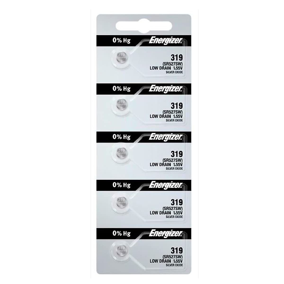 Energizer Batteries 319 (SR527SW) Silver Oxide Watch Battery. On Tear Strip (Pack of 5)