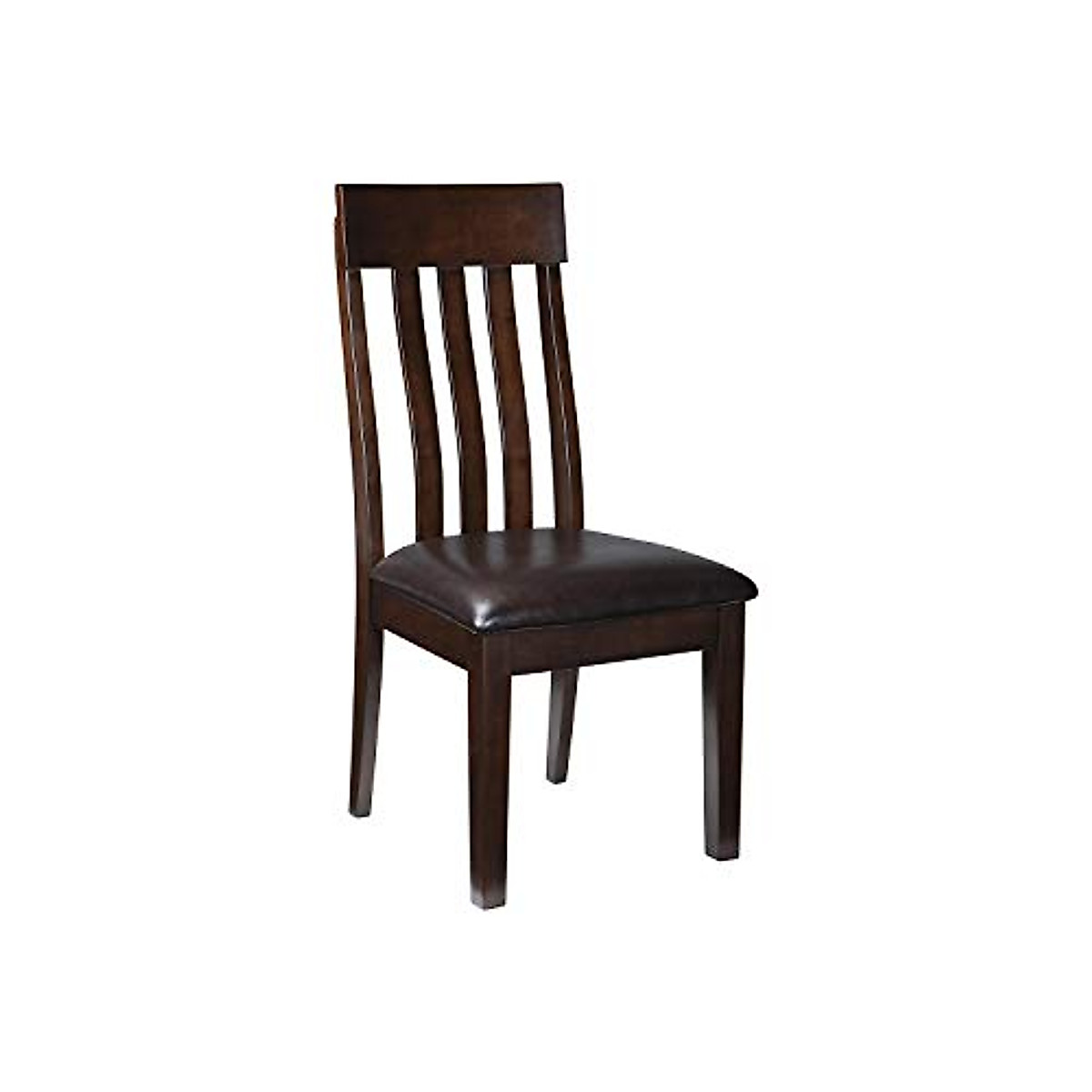 Signature Design by Ashley Haddigan Faux Leather Cushioned Rake Back Dining Chair, 2 Count, Dark Brown