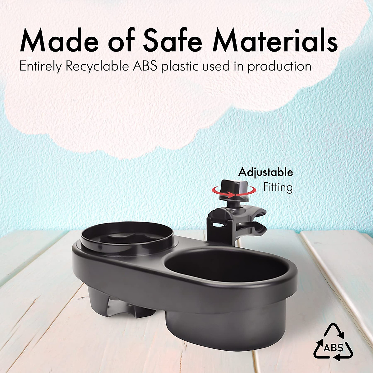 Universal Stroller Cup Holder|360° Rotation Holder with Food Snack Tray Attachment| Drink Accessories for Bike, Walker, Treadmill, Wheelchair, Shopping Cart and Trolleys (le012)