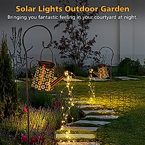 DREAMWIN Outdoor Solar Watering Can with Lights Garden Decor Large Solar Powered Lanterns Hanging Waterproof 90 LED Decorative Retro