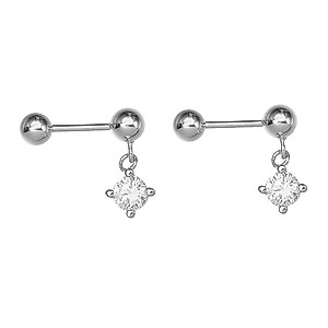 20G Small Ball Bead Barbell Dangle Stud Earrings for Women Girls S925 Sterling Silver Cartilage Cute Tiny Helix Ear Lobe Piercing Screw Tragus Hypoallergenic Fashion Jewelry (CZ Crystal Drop)