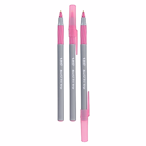 BIC Round Stic Grip Xtra Comfort Fashion Ballpoint Pens, Assorted Fashion Colors, Pack of 8