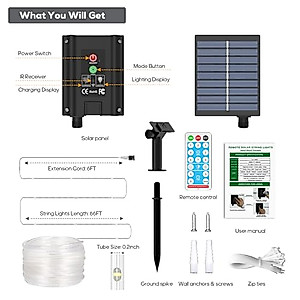 ICRGB Solar Halloween Lights, 66FT 200 LED Outdoor Rope Lights, IP67 Waterproof, 8 Modes Christmas String Lights for Outside, Tree Pathway Autumn Decorative