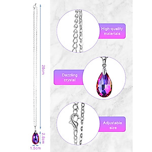 Hicarer 12 Pieces Teardrop Crystal Necklace Cubic Zirconia Pendant Necklace Jewelry for Women(Classic Style)