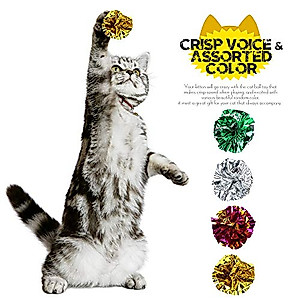 Bestsupplier 25 Pack Crinkle Balls Cat Toys - Original Mylar Crinkle Balls Cat Toys（Random Color）