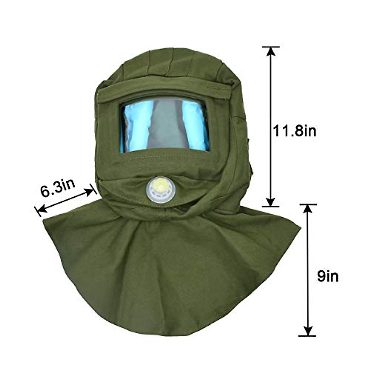 Eyourlife Sand Blasting Hood Cap, Shawl Cap Sandblaster Mask Anti Wind/Sandblaster Tools Dust Protective Face Mask, Canvas (Green)