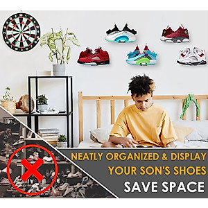 BEZONO Shoe Floating Display Shelves Wall Mount Set of 5 - Sturdy Acrylic Levitating Sneakers Shelves - Easy to Install, Display Your Top Shoes…