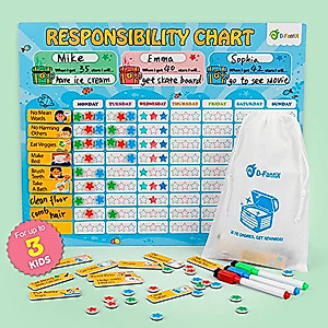 D-FantiX Magnetic Responsibility Chart and 58 Pieces Alphabet and Number Bulletin Board Set