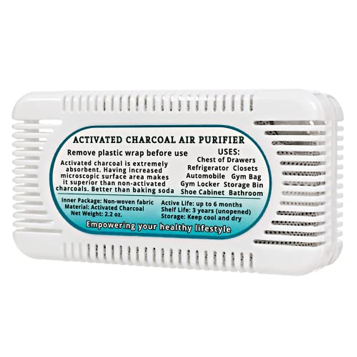HANDS ON HYGIENE Refrigerator Air Purifier - Natural Activated Charcoal - More effective than baking soda - Eliminates odors from refrigerators, freezers, coolers and lunch boxes. (4)