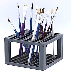 Multi Bin Art Brush Organizer 96 Hole Plastic Pencil & Brush Holder Colored Pencils Markers - Desk Stand Organizer Holder Fits Paint Brushes Dryer Holder for Pens Colored Pencils Markers (2)
