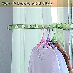 Zoofen 2-Pack Folding Clothes Drying Rack Plastic Portable Clothes Hanger Rack with 8 Holes for Travel/Hotel Apartment/Student Apartment(Green)