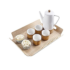 Serving Tray,Wood Serving Tray with Handles,Wooden Trays for Eating,Nature Wooden Breakfast Tray for Sofa,Bed,Eating,Working,15.4*11.2*1.8 inch(Small)