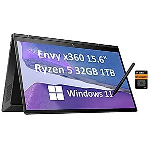 HP Envy X360 15 2-in-1 Touchscreen (Ryzen 5 5625U, 32GB RAM, 1TB SSD, Active Stylus, Laptop Bag) AMD 6-Core(Beat i7-1165G7) 15.6" FHD Convertible Laptop, Backlit, Pen, Alexa, Windows 11 Home - 2022
