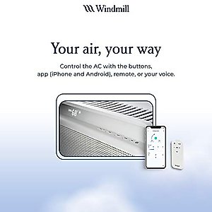 Windmill Air Conditioner: Smart Home AC - Easy to Install - Quiet - Energy Star Efficient - Side Insulation - Auto-Dimming LED Display - App and Voice-Enabled - 8,300 BTU